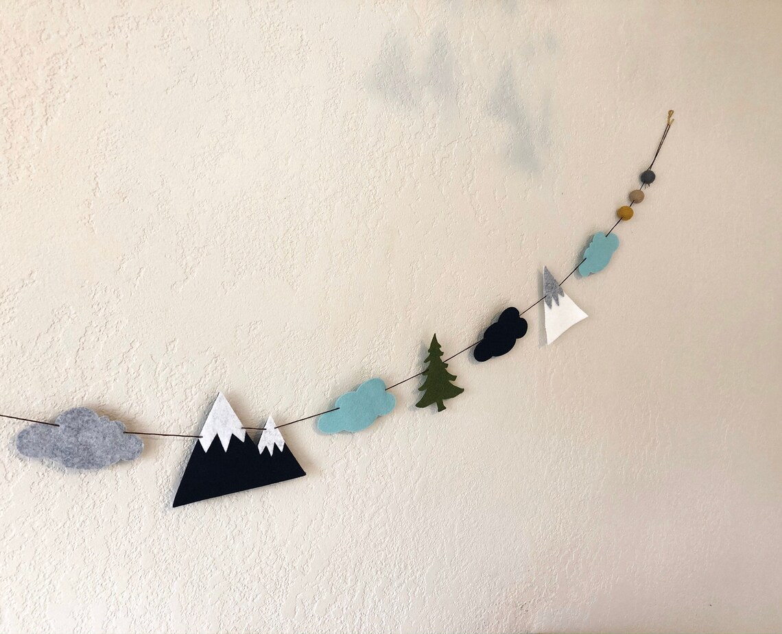 Felt Woodland Mountain Banner Forest Nursery Decor Rustic | Etsy