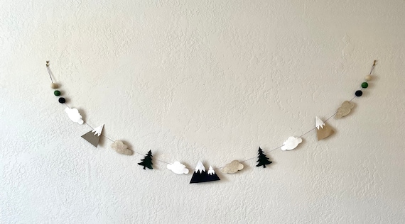 Felt Woodland Mountain Banner Forest Nursery Decor Rustic - Etsy