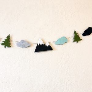 Felt Woodland Mountain Banner; Forest Nursery Decor; Rustic Boy Wall ...