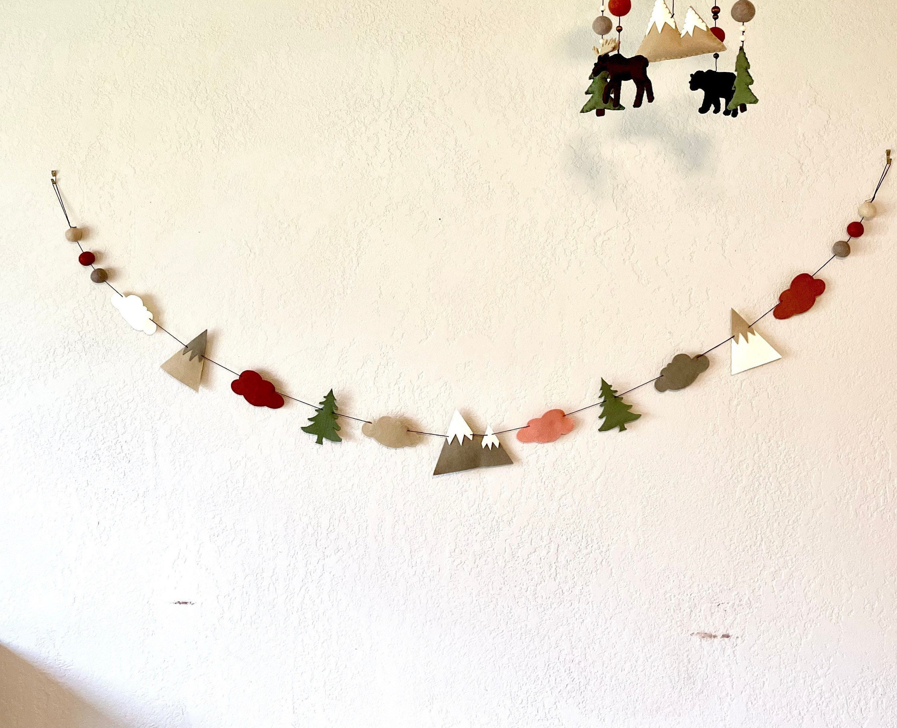 Felt Woodland Mountain Banner Forest Nursery Decor Rustic - Etsy