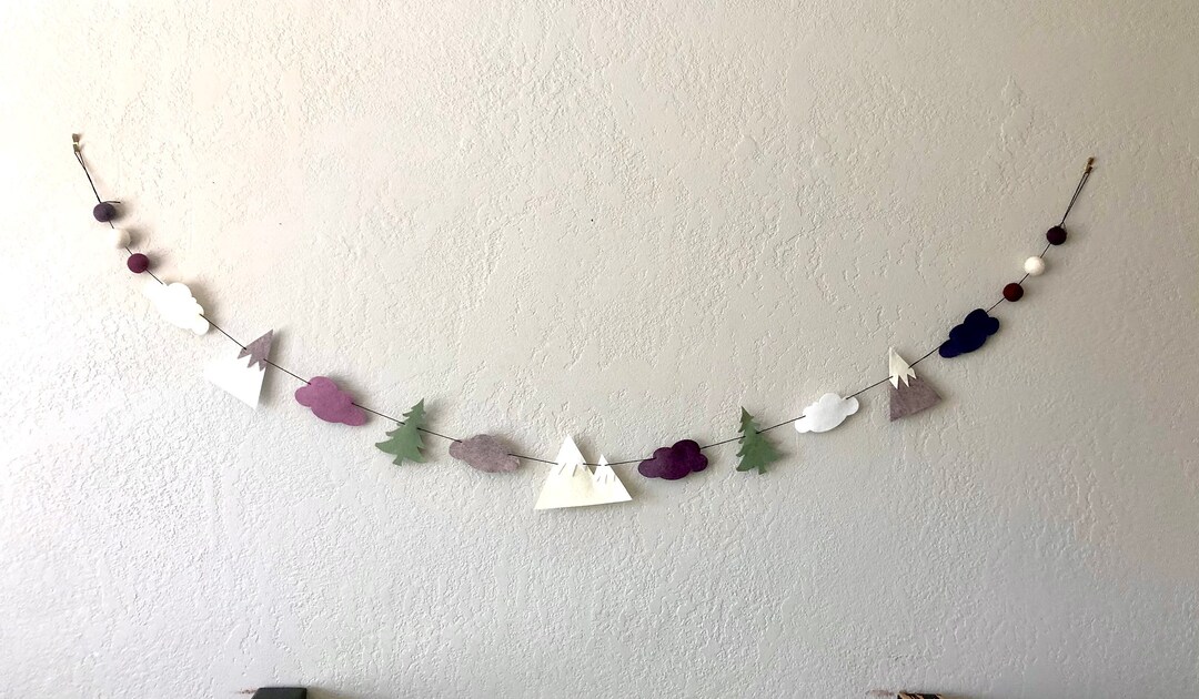 Felt Mountain Woodland Banner Forest Nursery Decor Rustic - Etsy