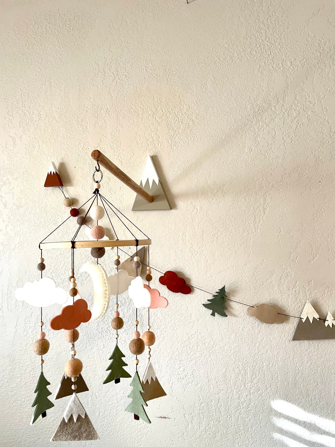 Felt Woodland Mountain Banner Forest Nursery Decor Rustic - Etsy