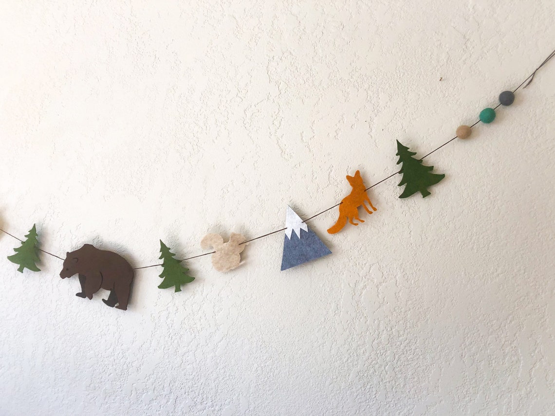Felt Woodland Animal Banner Mountain Forest Nursery Bunting - Etsy