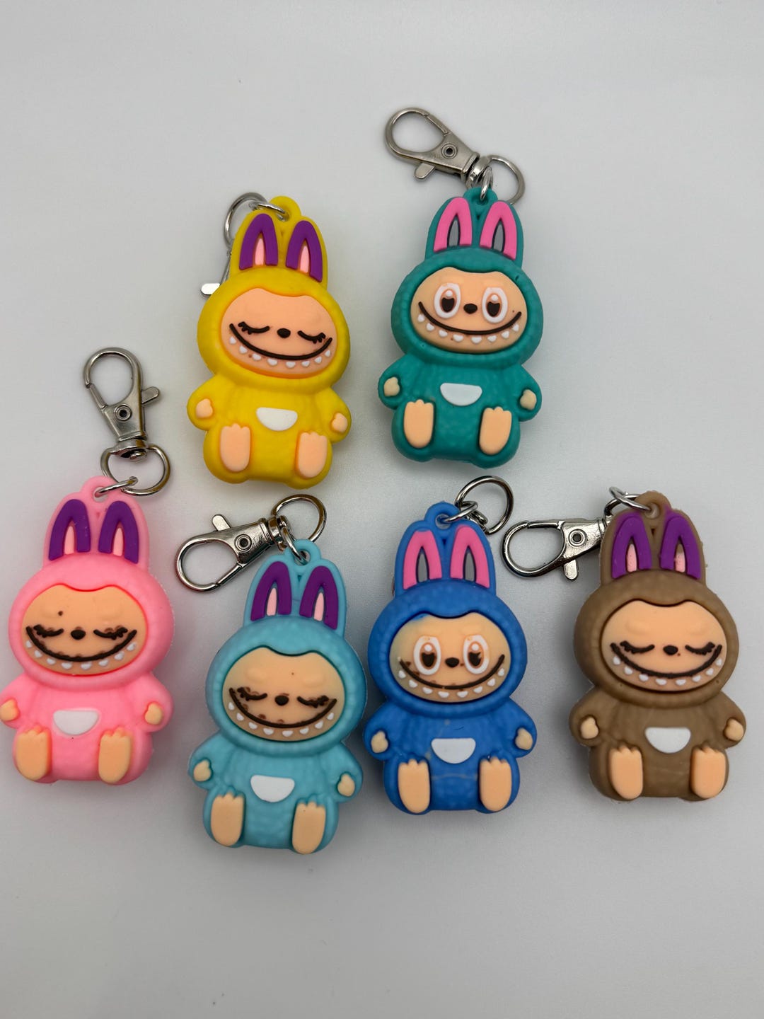 Sitting Labubu Monster Rubber Keychains | Unofficial Labubu Character ...