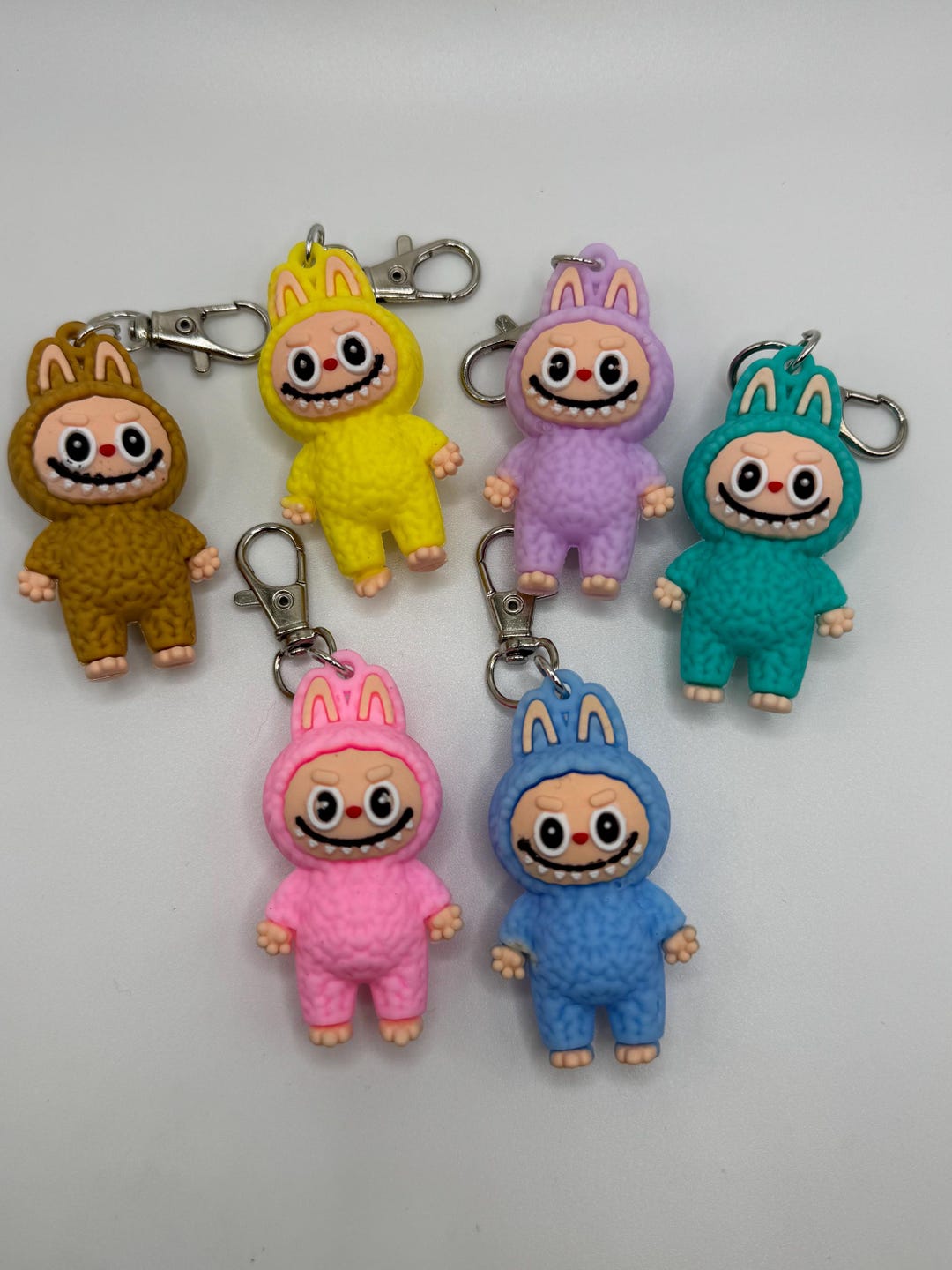 Textured Labubu Monster Rubber Keychains | Unofficial Labubu Character ...