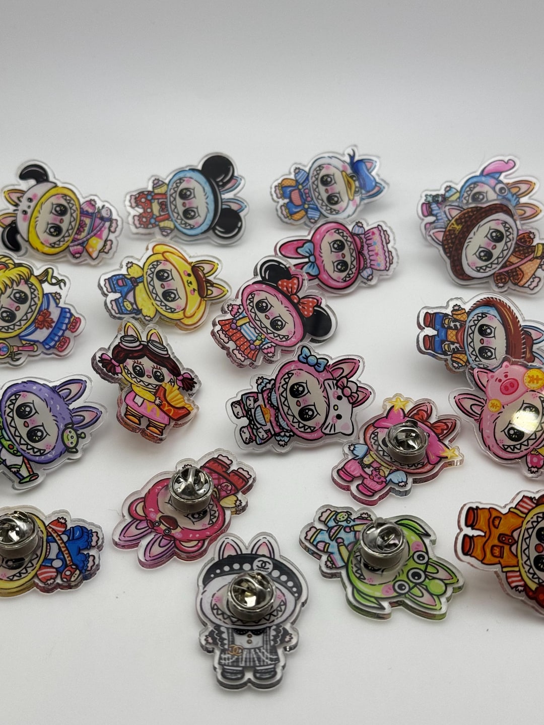 Labubu Monster Pins – Set of 3 Cute Acrylic Pins for Lanyards, Hats ...