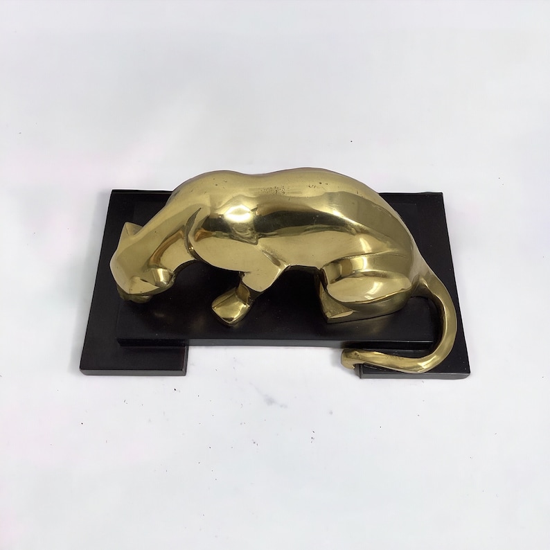 ART DECO Stylized Crouching PANTHER Jaguar Sculpture on Base - Etsy