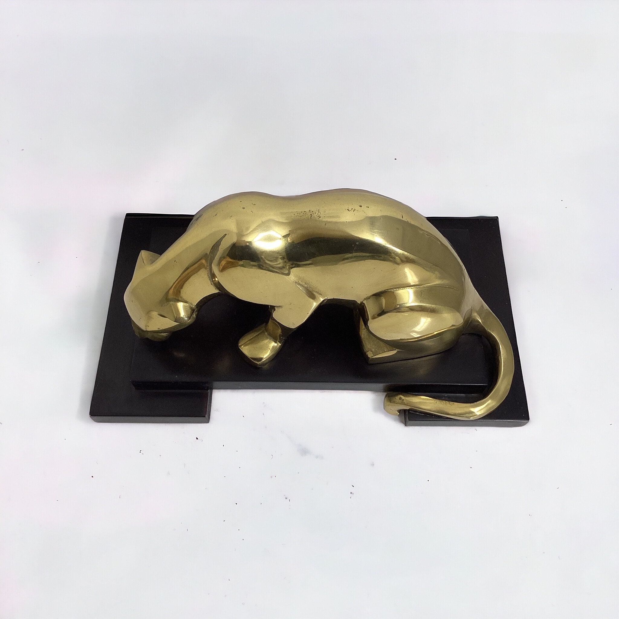 ART DECO Stylized Crouching PANTHER Jaguar Sculpture on Base - Etsy