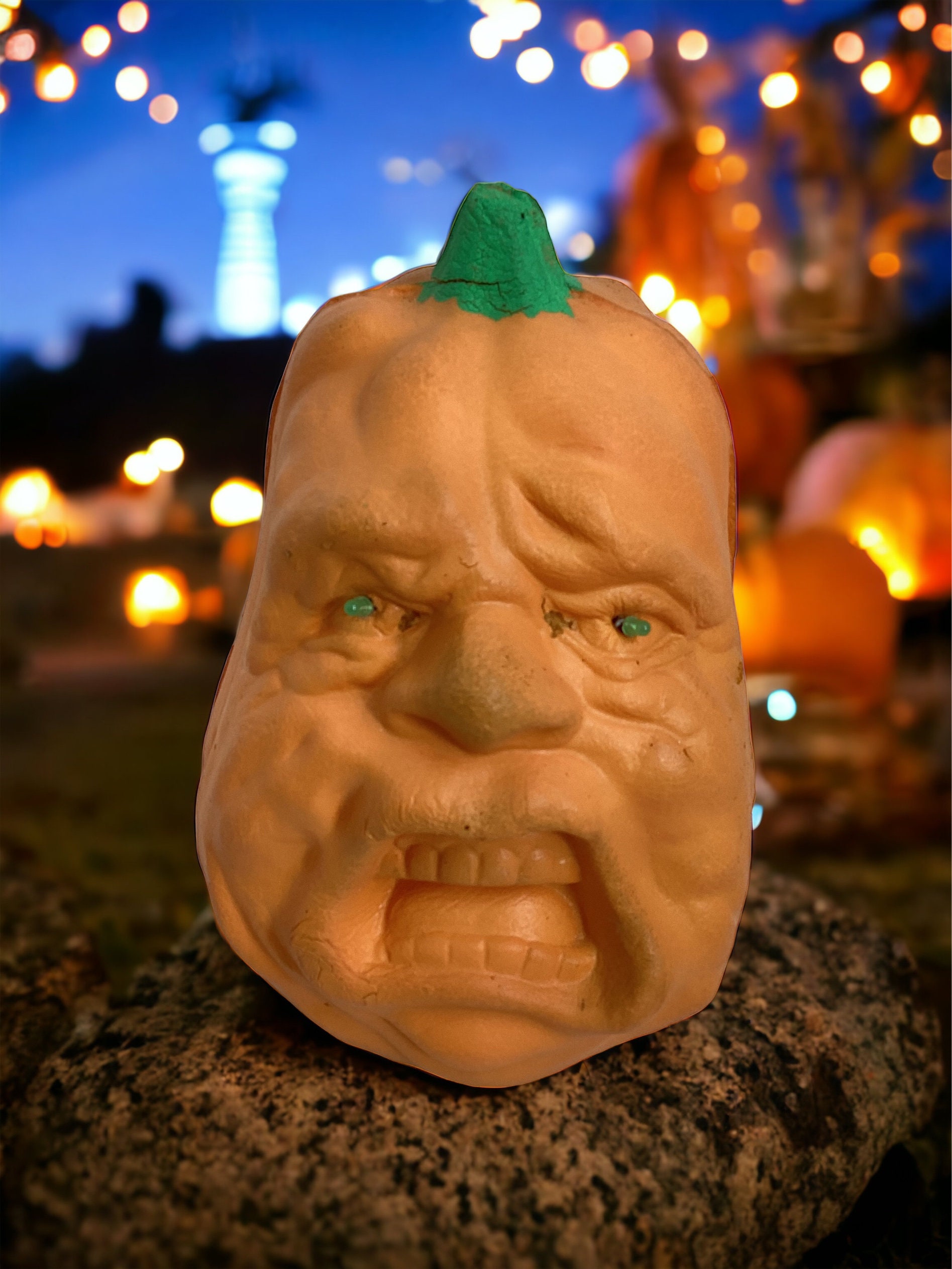 Rare Vintage Halloween Animated Foam Light up Bouncing Yelling Pumpkin ...