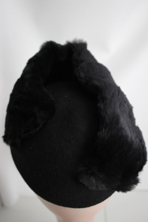 Vintage Womens 1940s Military Inspired Wool Rabbit Fur Hat - Etsy