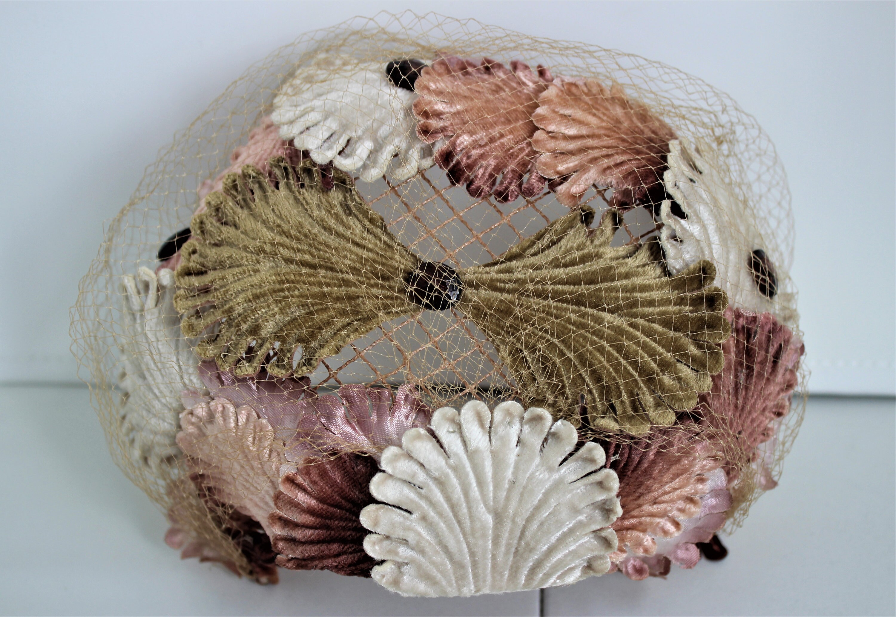 Unique Gorgeous Velvet Shell Theme Shell Hat Caplet Bakelite Accents - Etsy