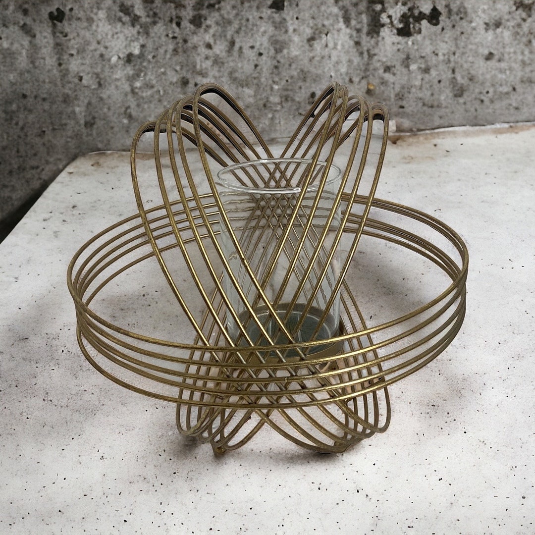 MCM Eames Era Design - Large Atomic Orbital Metal and Glass Candle ...
