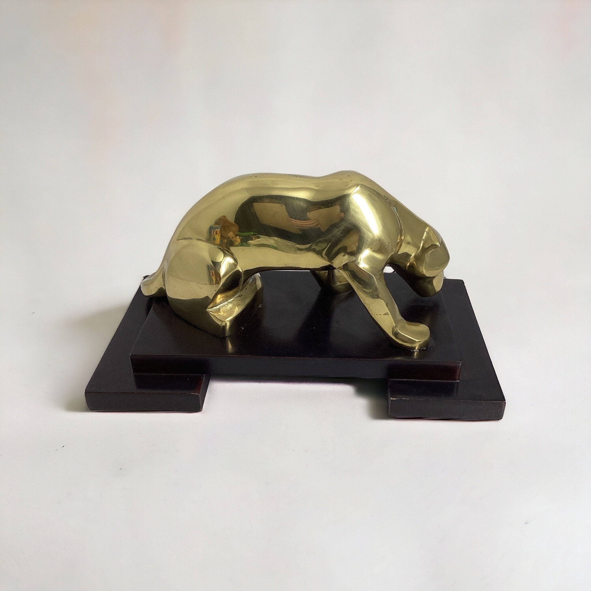 ART DECO Stylized Crouching PANTHER Jaguar Sculpture on Base - Etsy