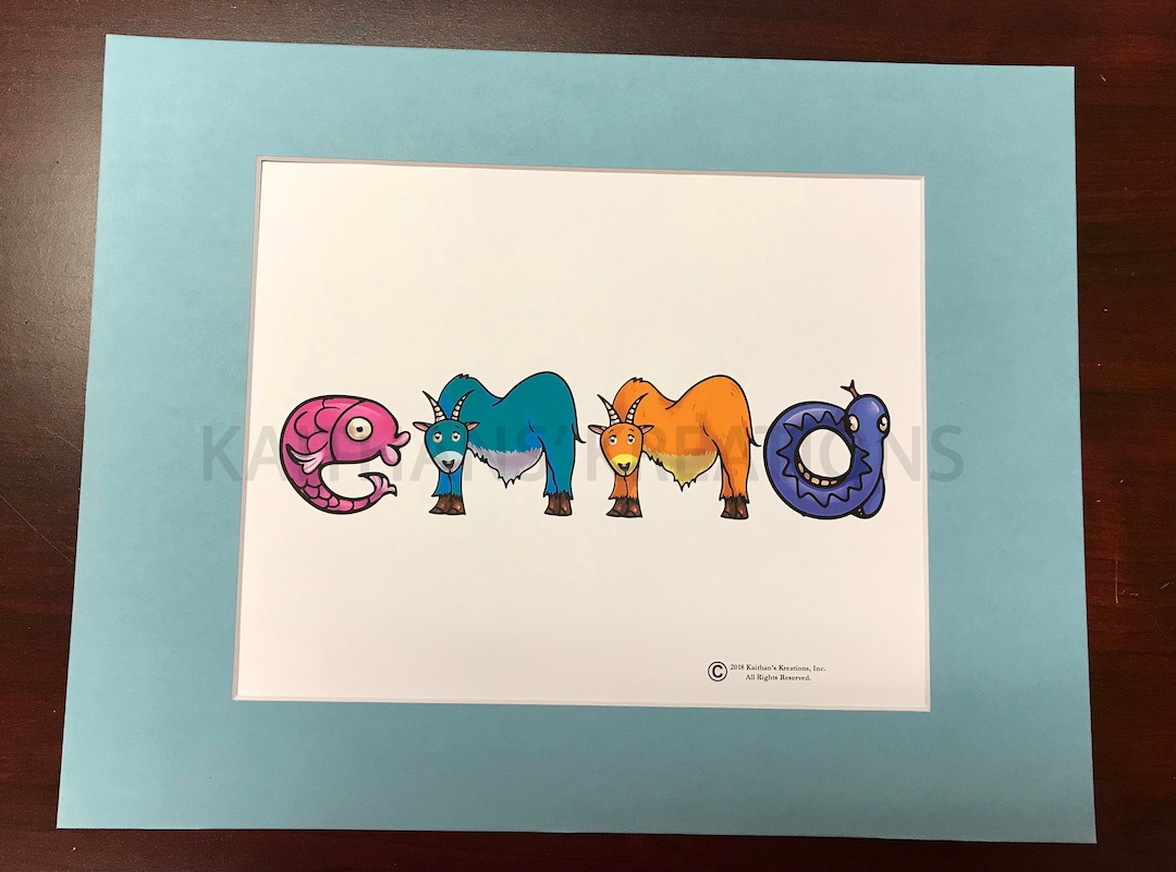 EMMA Baby Name Animal Alphabet Letter Nursey Wall Gift Cute Art - Etsy
