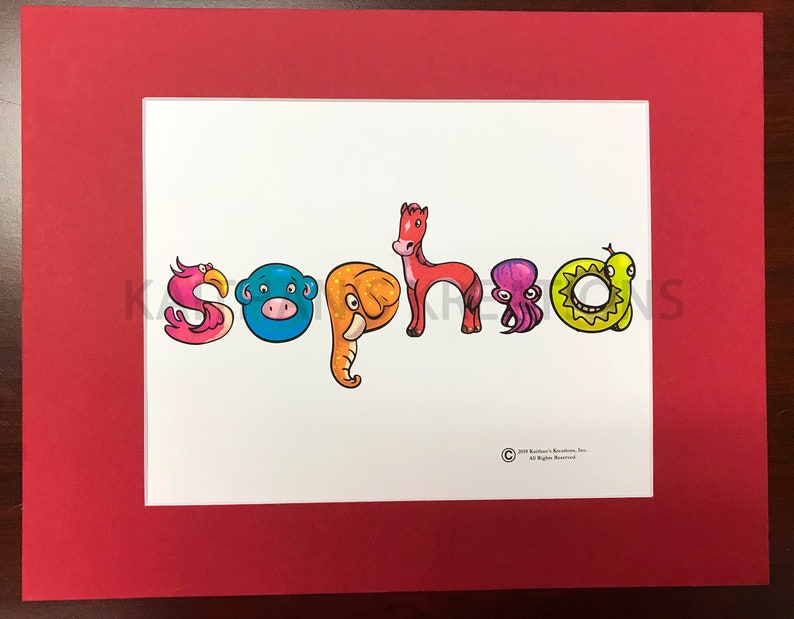SOPHIA Baby Name Animal Alphabet Letter Nursey Wall Gift Cute Infant ...