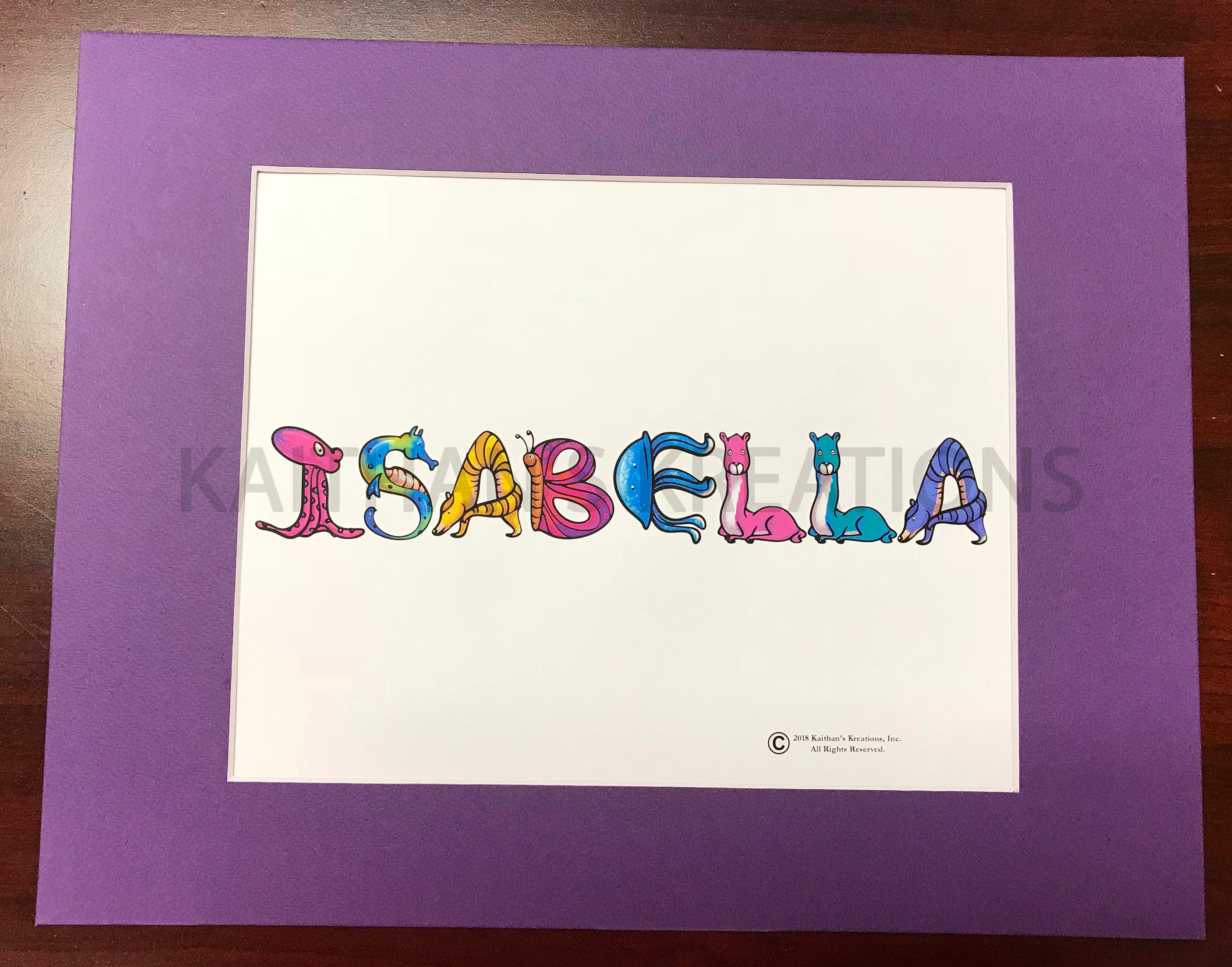 ISABELLA Baby Name Animal Alphabet Letter Nursey Wall Gift Cute Infant ...