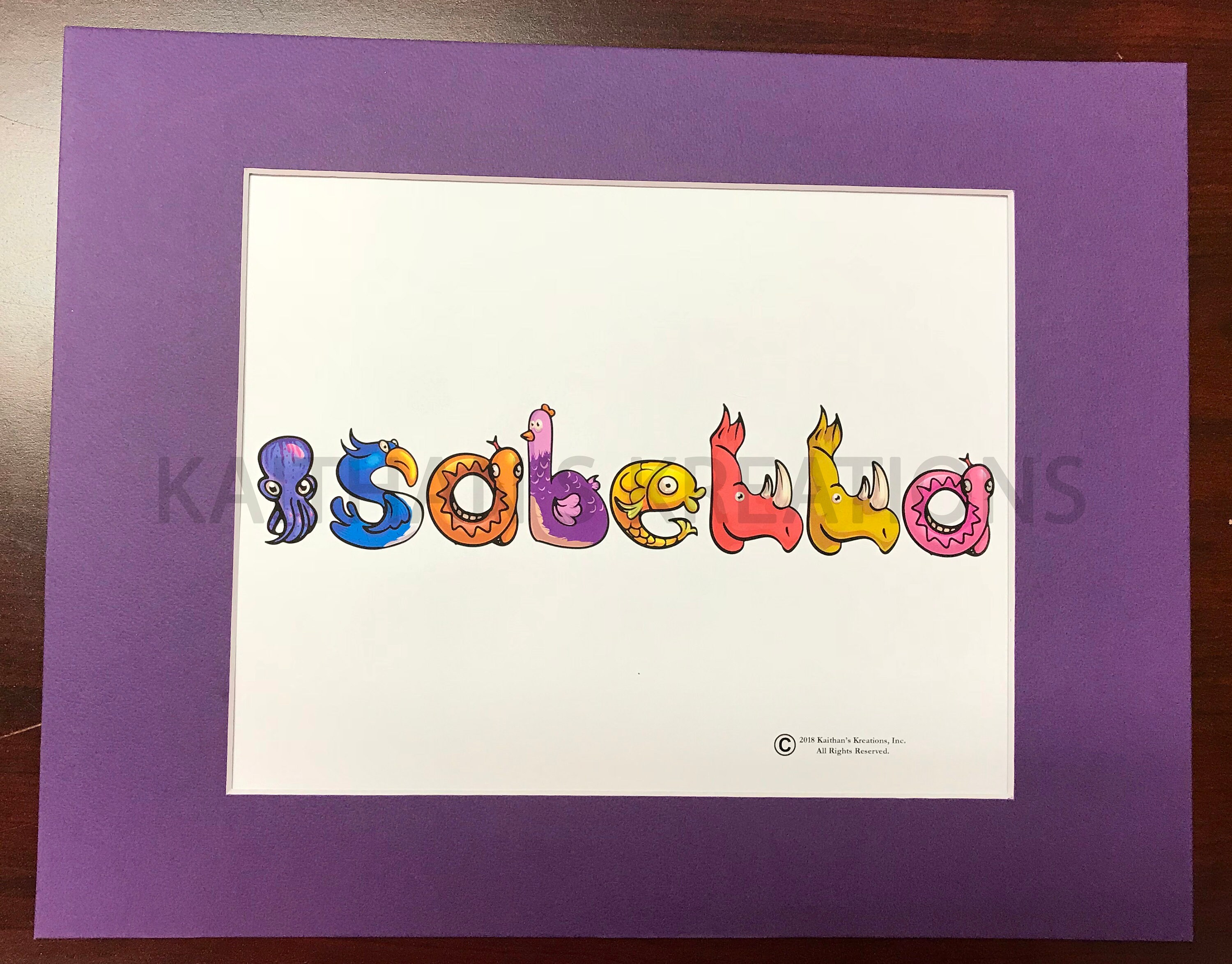 ISABELLA Baby Name Animal Alphabet Letter Nursey Wall Gift Cute Infant ...