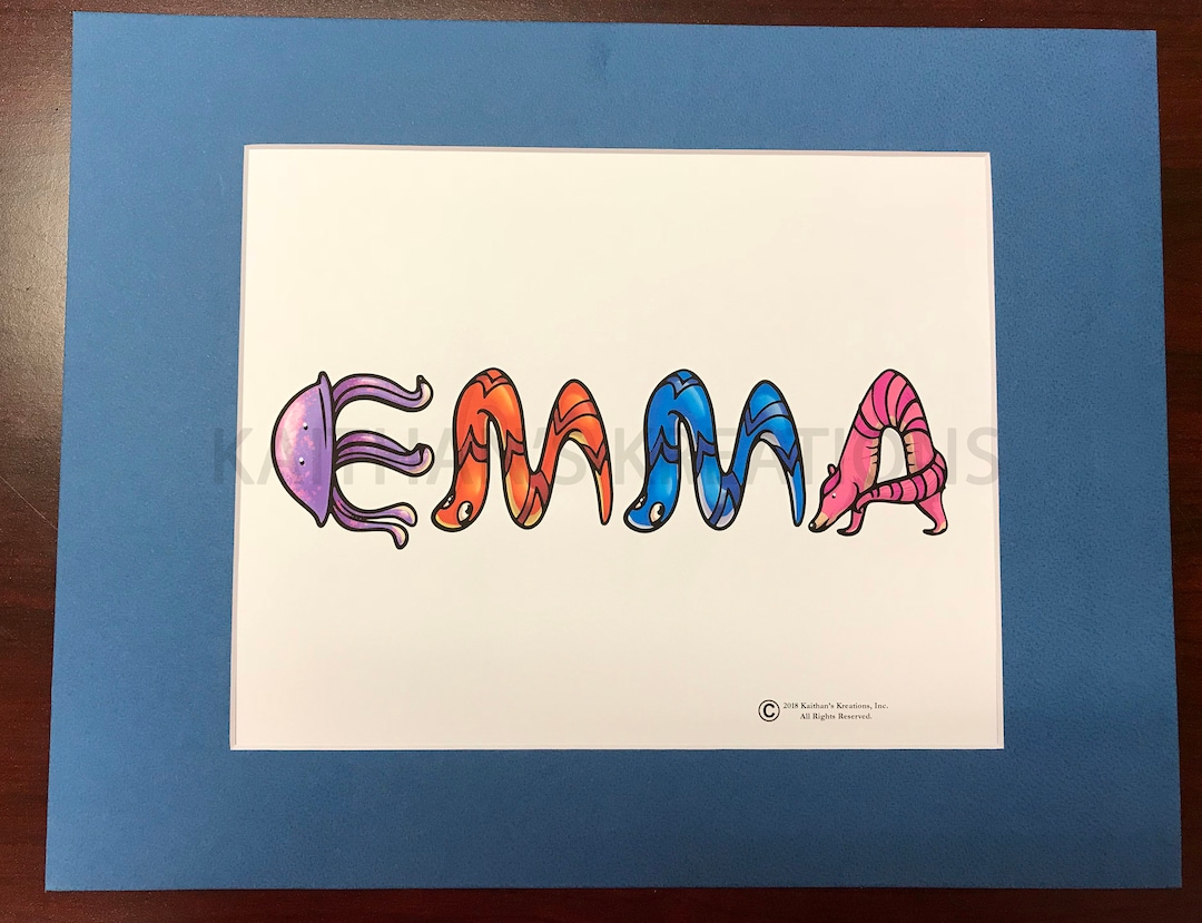 EMMA Baby Name Animal Alphabet Letter Nursey Wall Gift Cute Art - Etsy