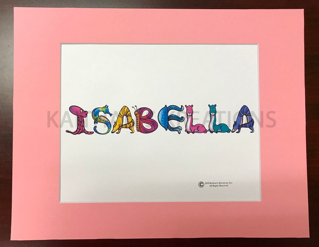 ISABELLA Baby Name Animal Alphabet Letter Nursey Wall Gift Cute Infant ...