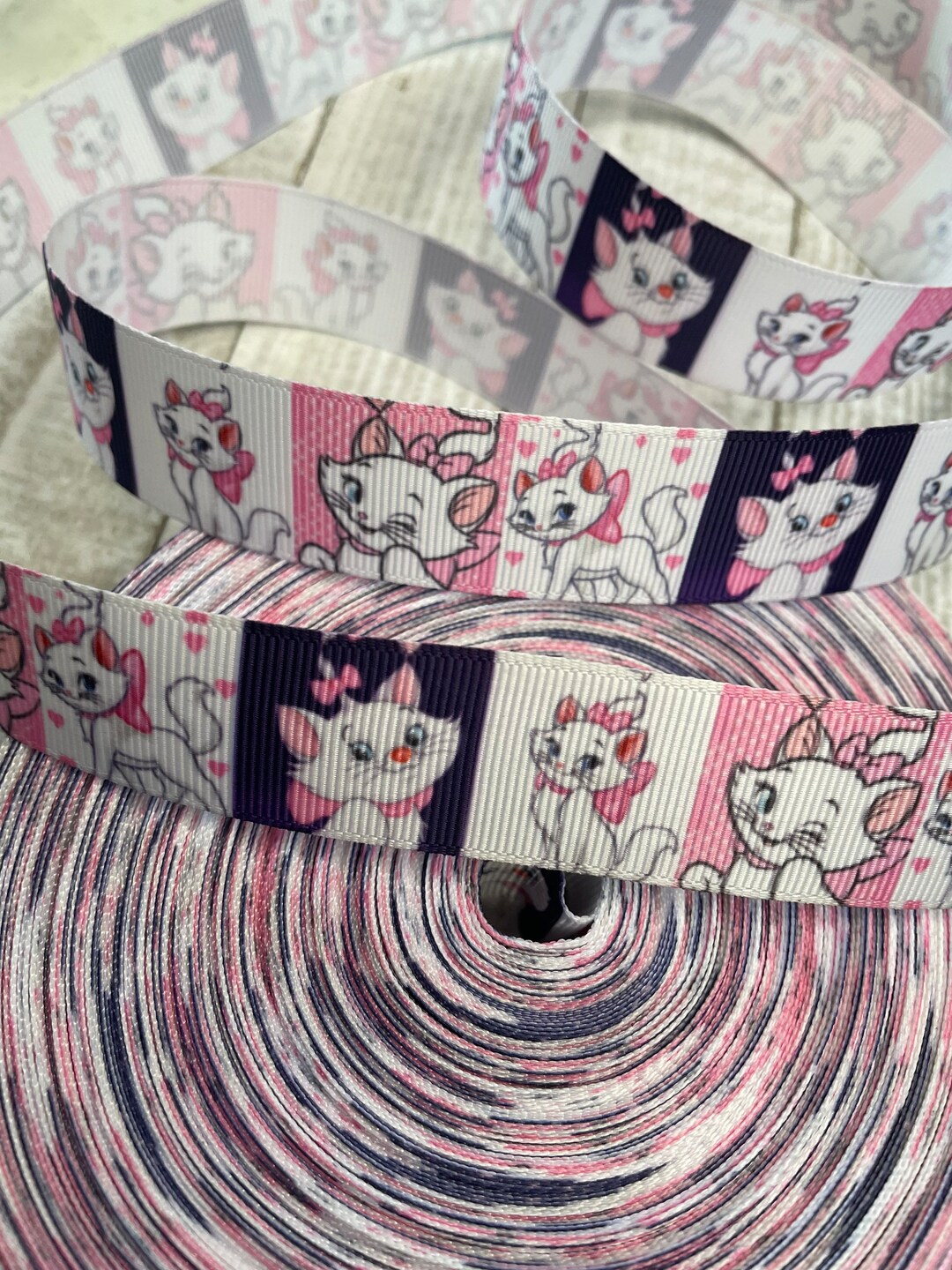 White Cat Ribbon | 1” Wide Ribbon | 3 Yards | Marie Ribbon - Etsy