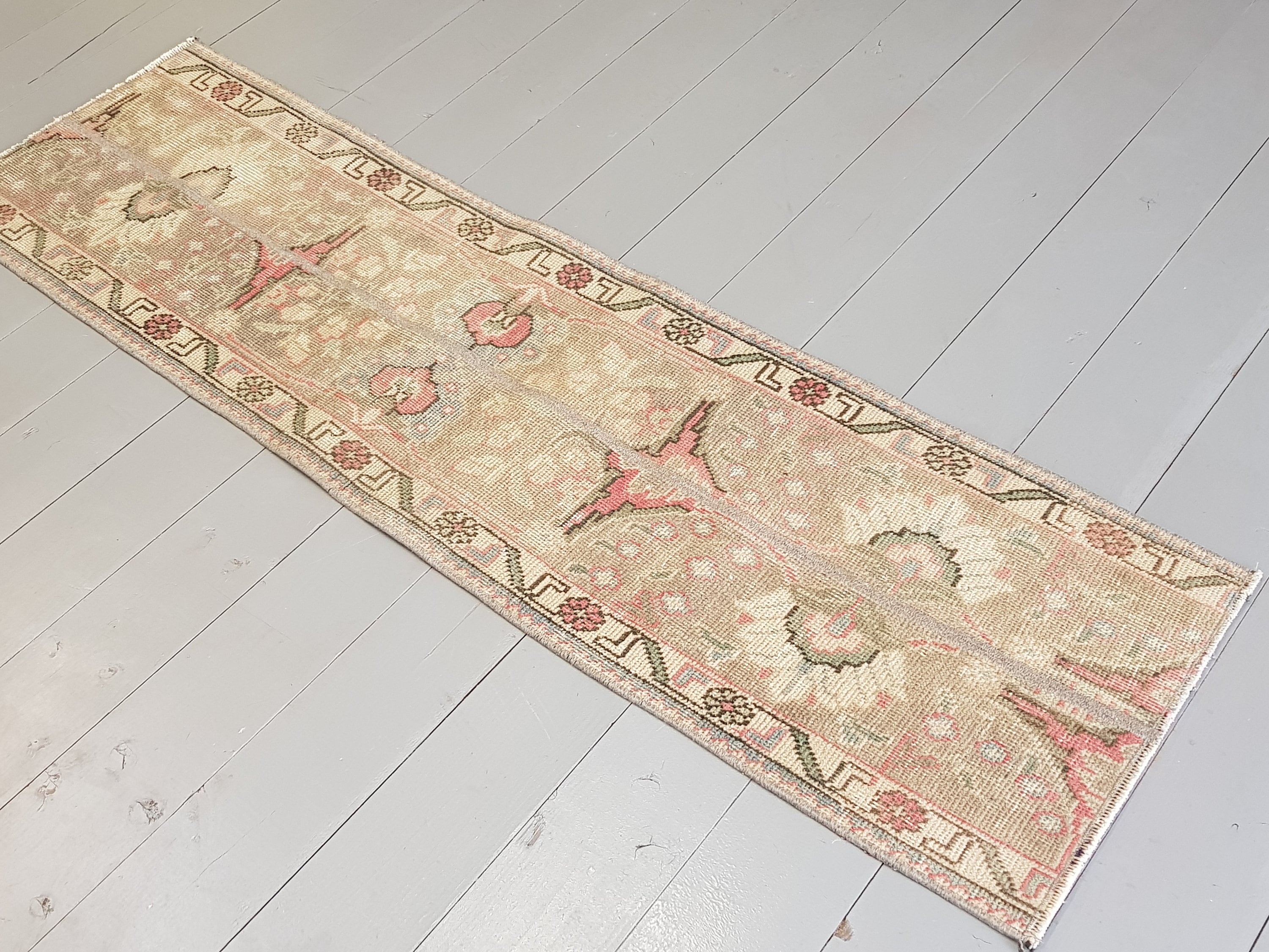 Runner rug sage green cream rug livingroom rug kitchen | Etsy