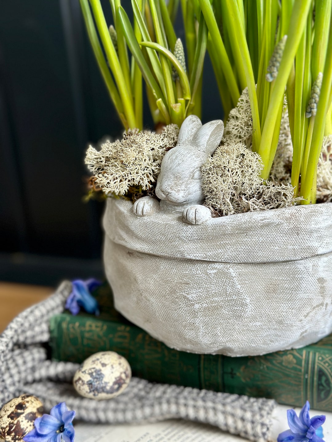 Cute Hidden Concrete Bunny Muscari Spring Bulb Planter - Etsy UK