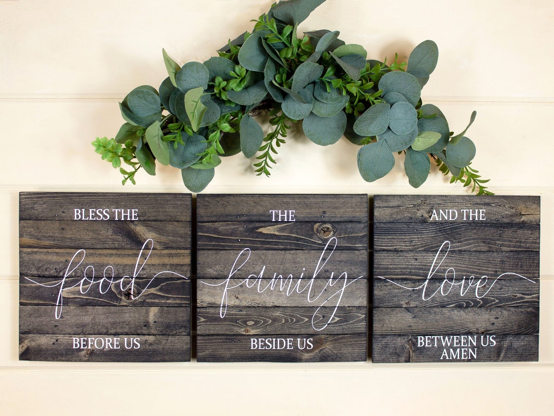 Bless the Food Before Us Sign Set.dining Room Sign Modern.housewarming ...