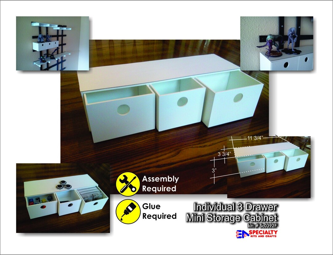 Individual 3 Drawer Mini Storage Cabinet, Kit, Board Game Miniatures ...