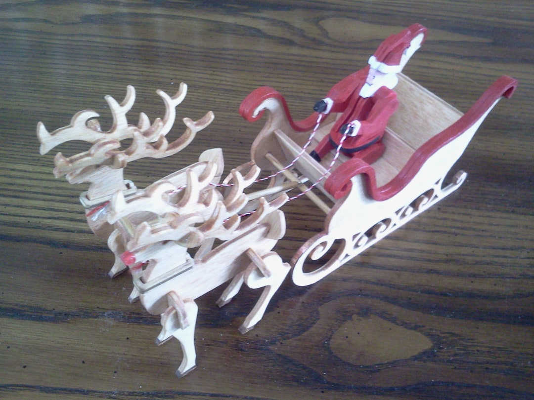 Santa Sleigh With Reindeers, Wood Kit, Hobby, Assemble - Etsy