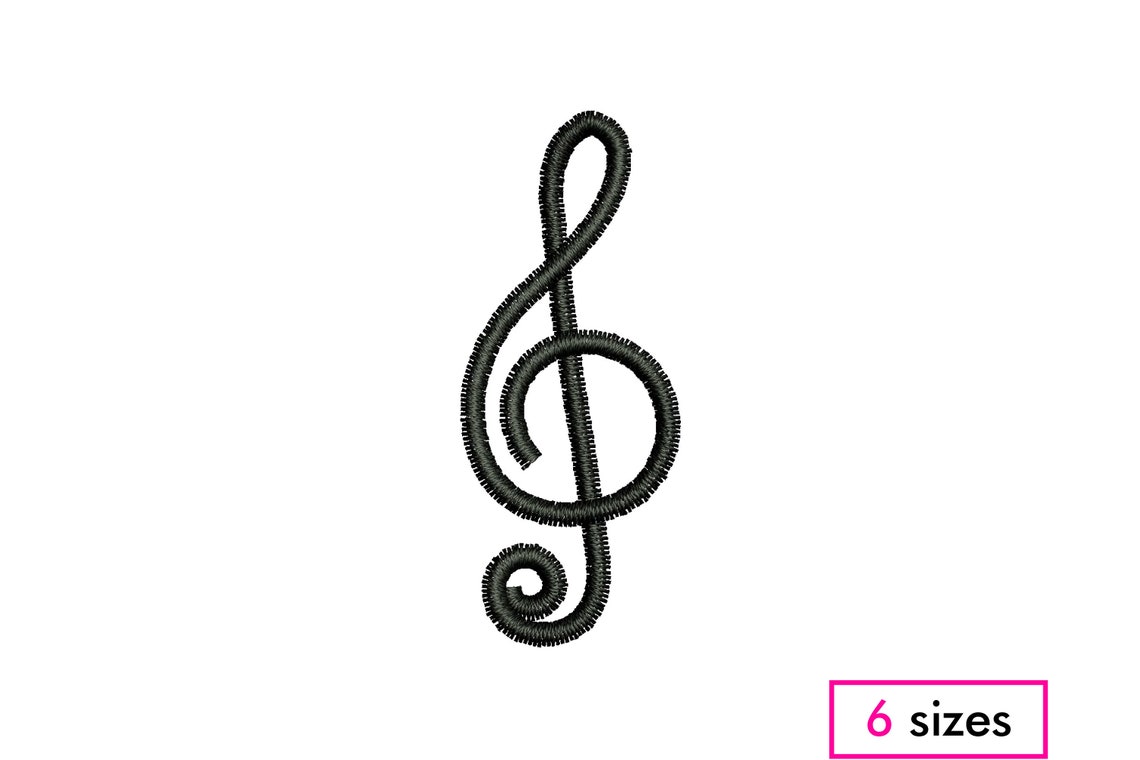 Mini Treble Clef Machine Embroidery Design Treble Clef | Etsy