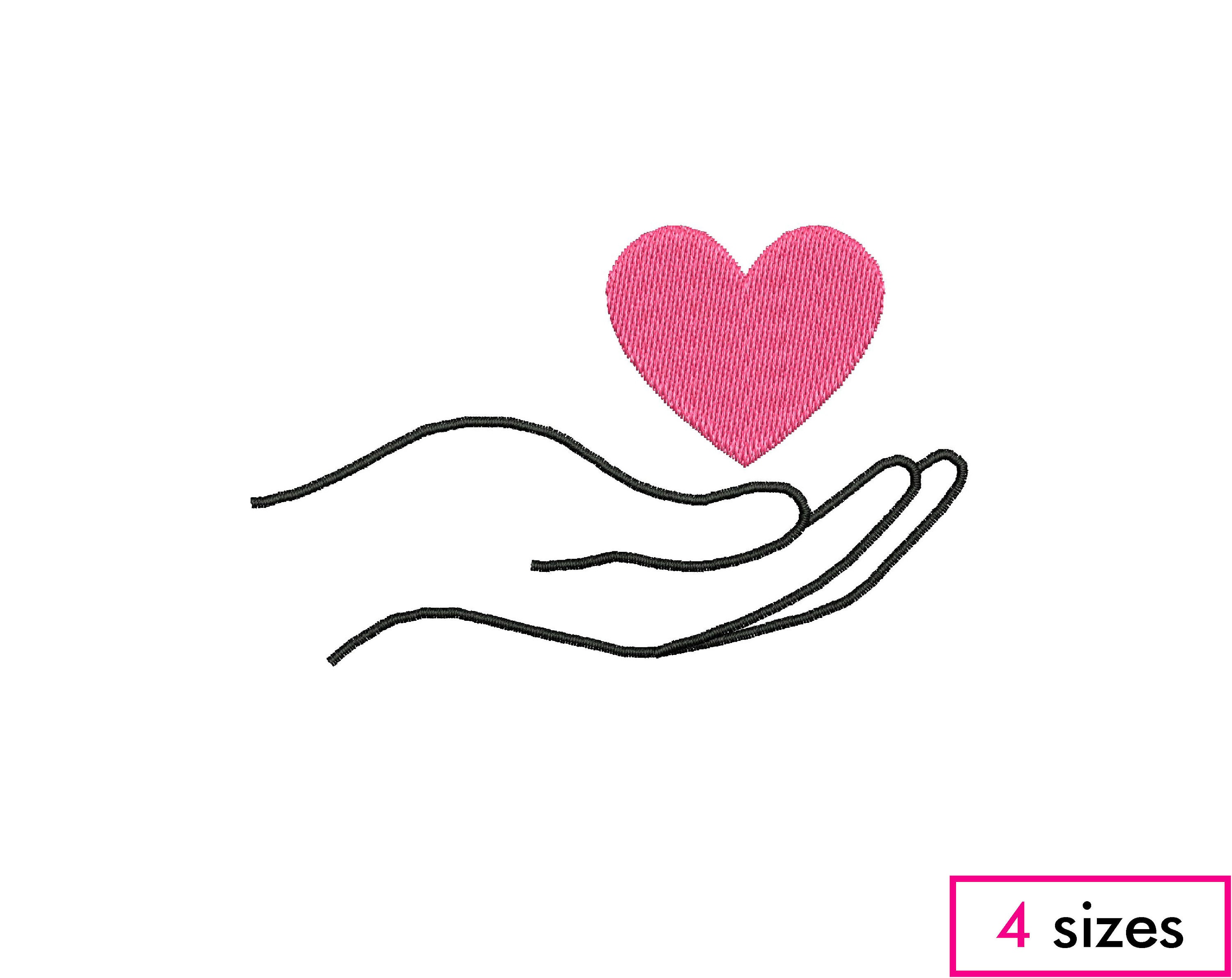 Hand Holding Heart Machine Embroidery Helping Hand Caring - Etsy