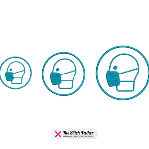 Mini Face Mask Icon Machine Embroidery Design – Face Shield Pictogram ...