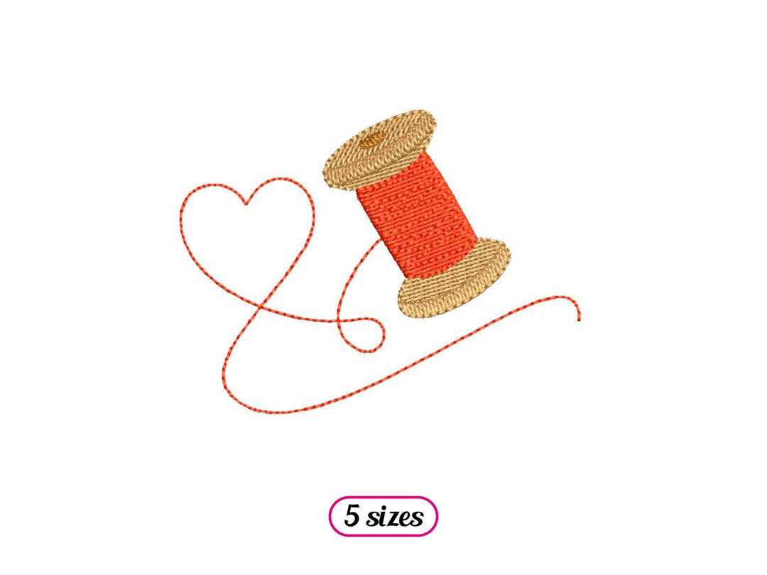 Thread Spool With Heart Machine Embroidery Design - 5 Sizes - INSTANT ...