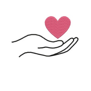 Hand Holding Heart Machine Embroidery – Helping Hand – Caring Hand With ...