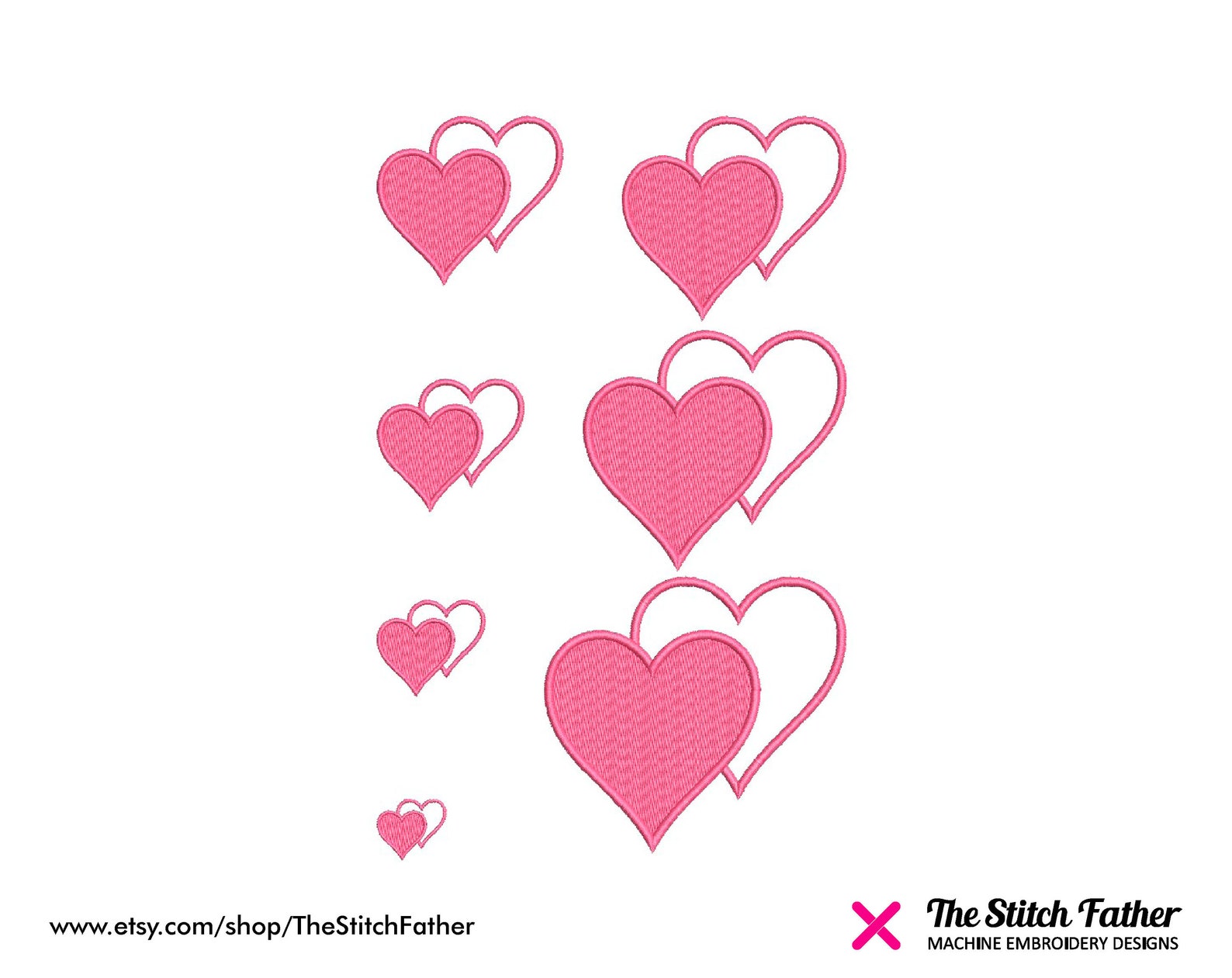 Mini Couple Hearts Machine Embroidery Couple of Hearts Fill - Etsy