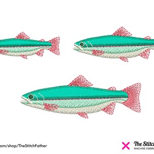 Mini Fish Machine Embroidery Design Realistic Trout | Etsy