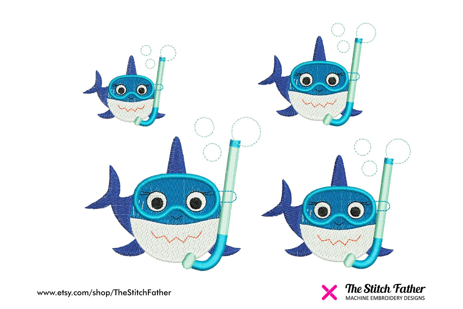 Mini Shark Face Machine Embroidery Design Cute Summer Shark - Etsy