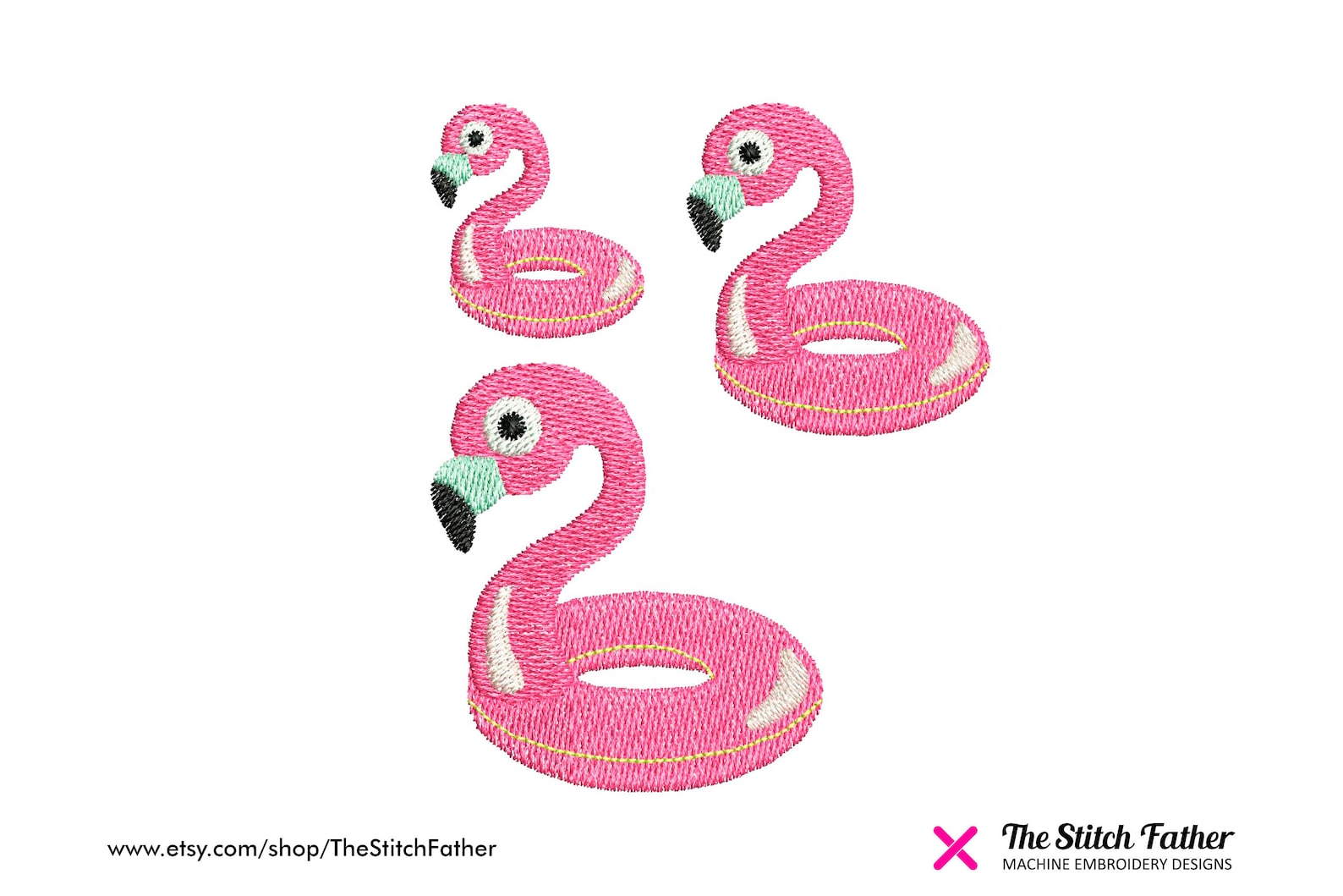 Mini Flamingo Rubber Ring Machine Embroidery Design | Etsy