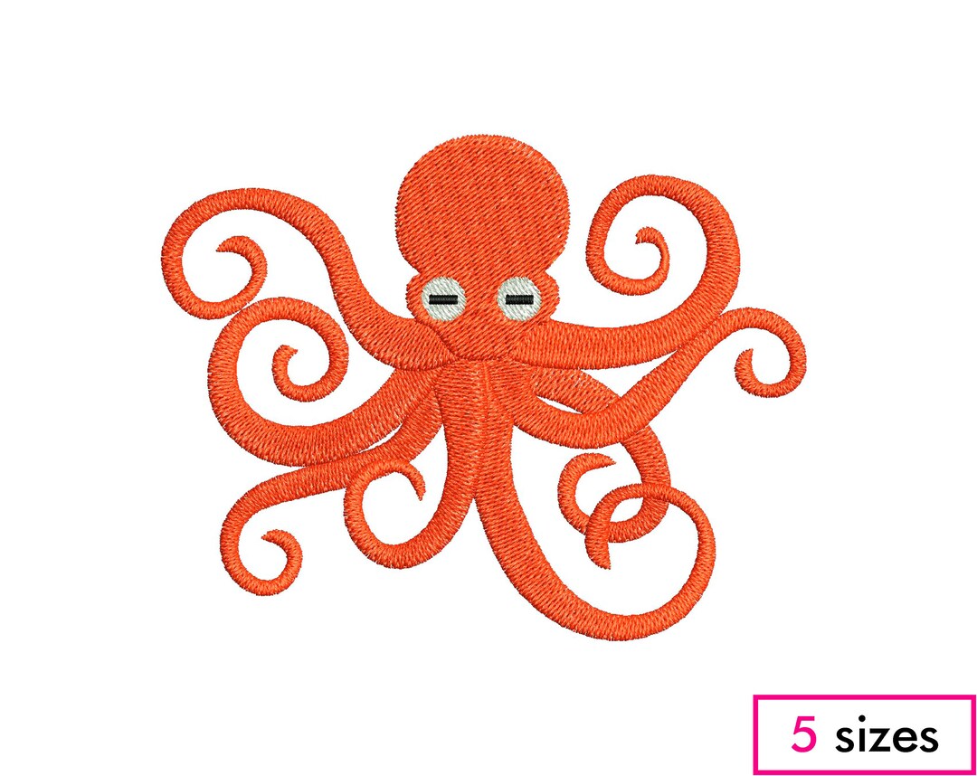 Modern Octopus Flat Style Machine Embroidery Design 5 Sizes - Etsy