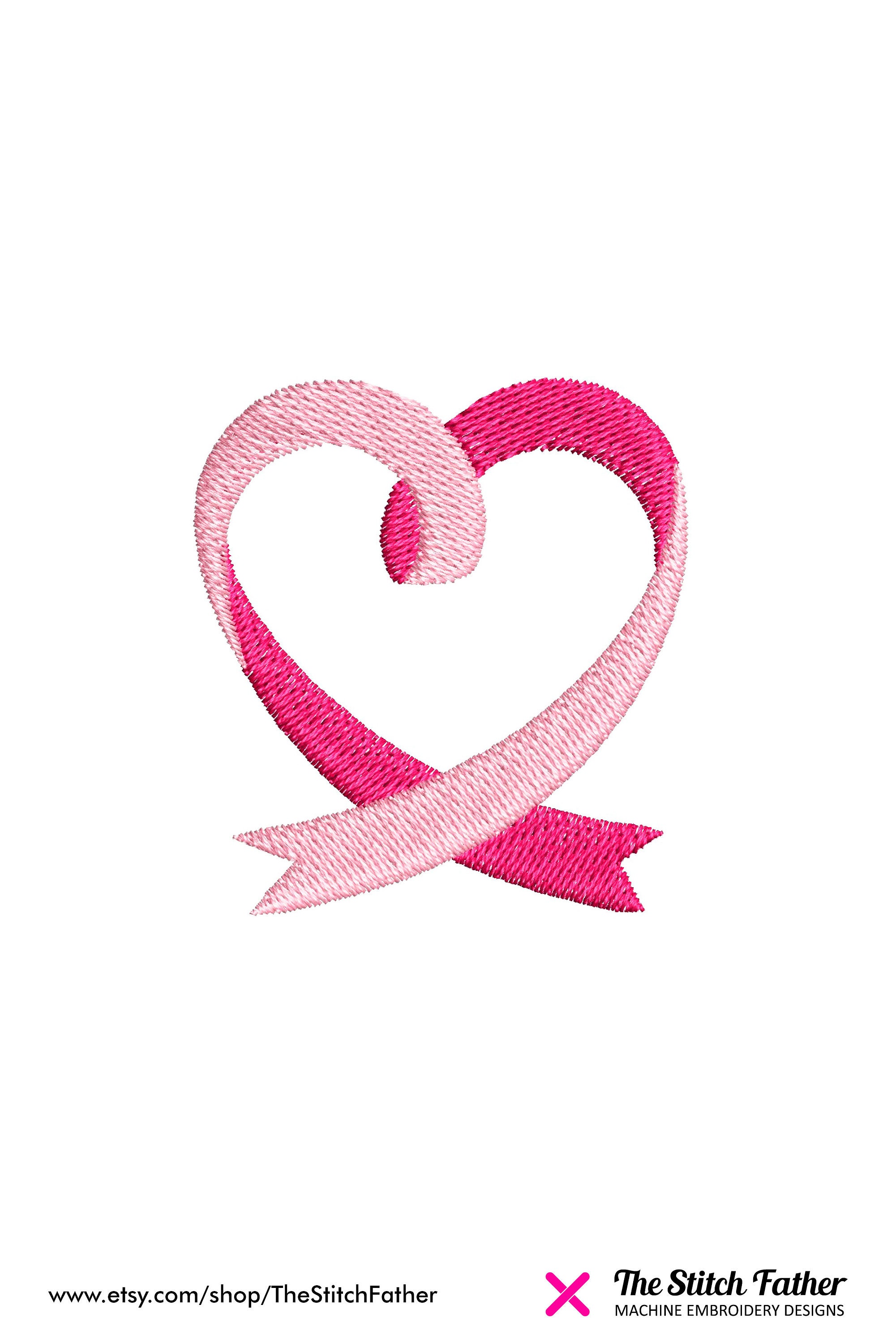 Mini Ribbon Heart Bow Machine Embroidery Design Heart Shaped - Etsy