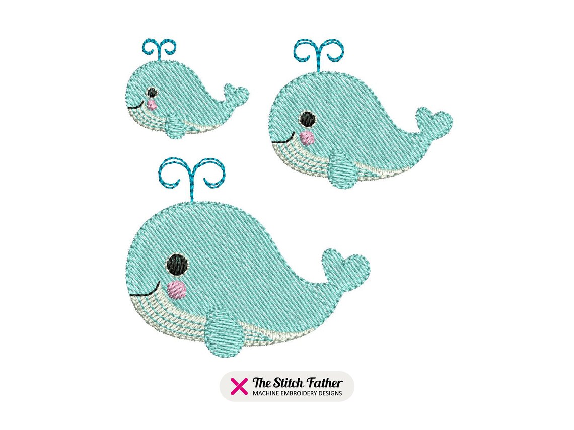 Mini Whale Machine Embroidery Design – Small Whale Cute Baby Whale ...