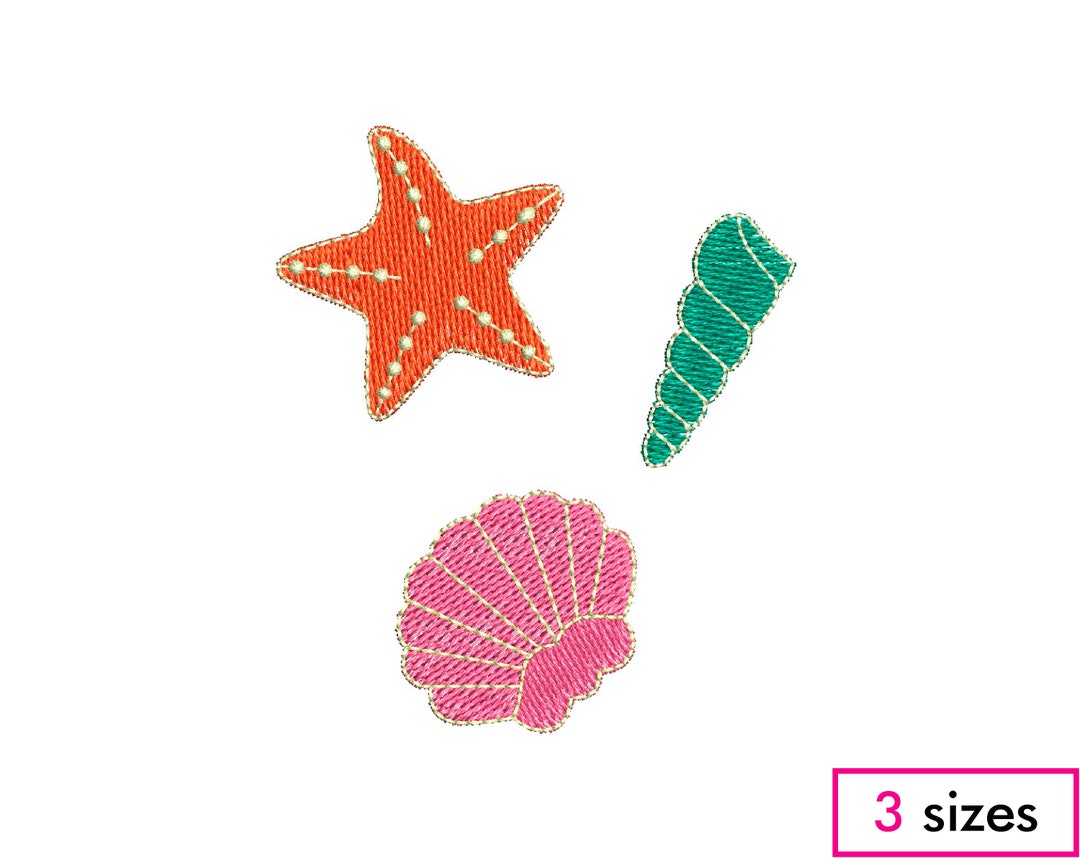 Mini Group of Seashells Machine Embroidery Cute Tiny Shells - Etsy