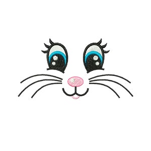 Bunny Face Machine Embroidery Design Cute Rabbit Face Cat - Etsy