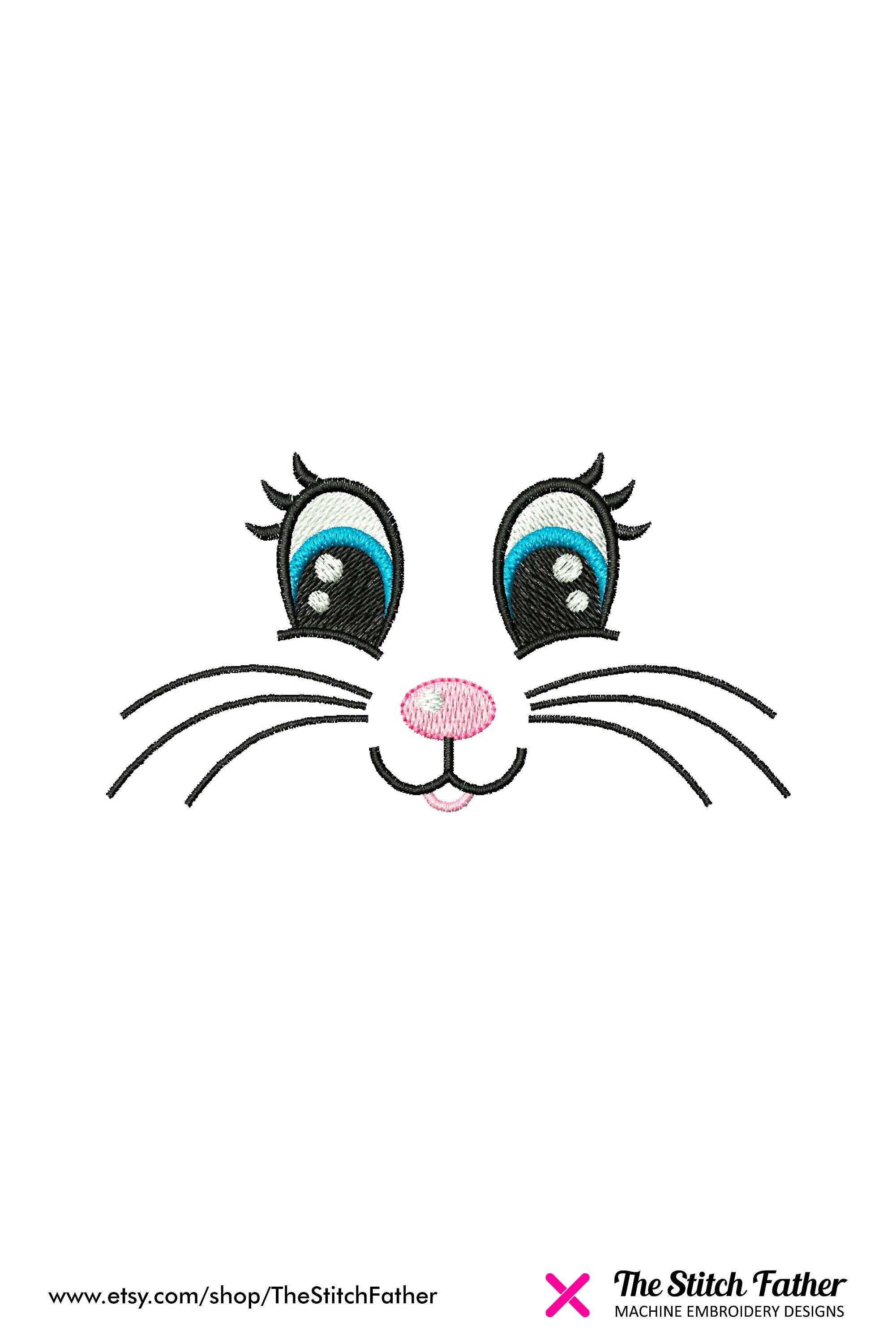 Bunny Face Machine Embroidery Design Cute Rabbit Face Cat - Etsy