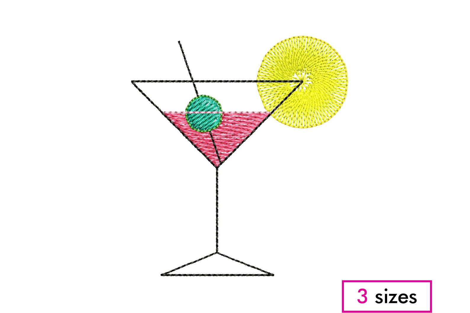 Mini Cocktail Martini Machine Embroidery Design Party | Etsy