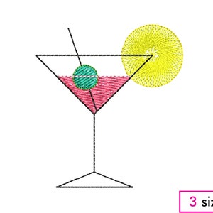 Mini Cocktail Martini Machine Embroidery Design Party Alcohol Juice ...