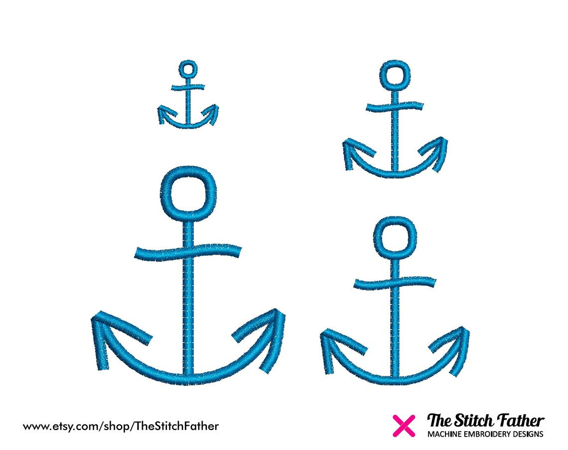 Mini Anchor Line Machine Embroidery Design Linear Marine - Etsy