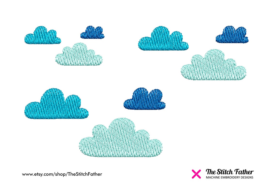 Mini Clouds Machine Embroidery Design Cute Clouds Cloudy - Etsy