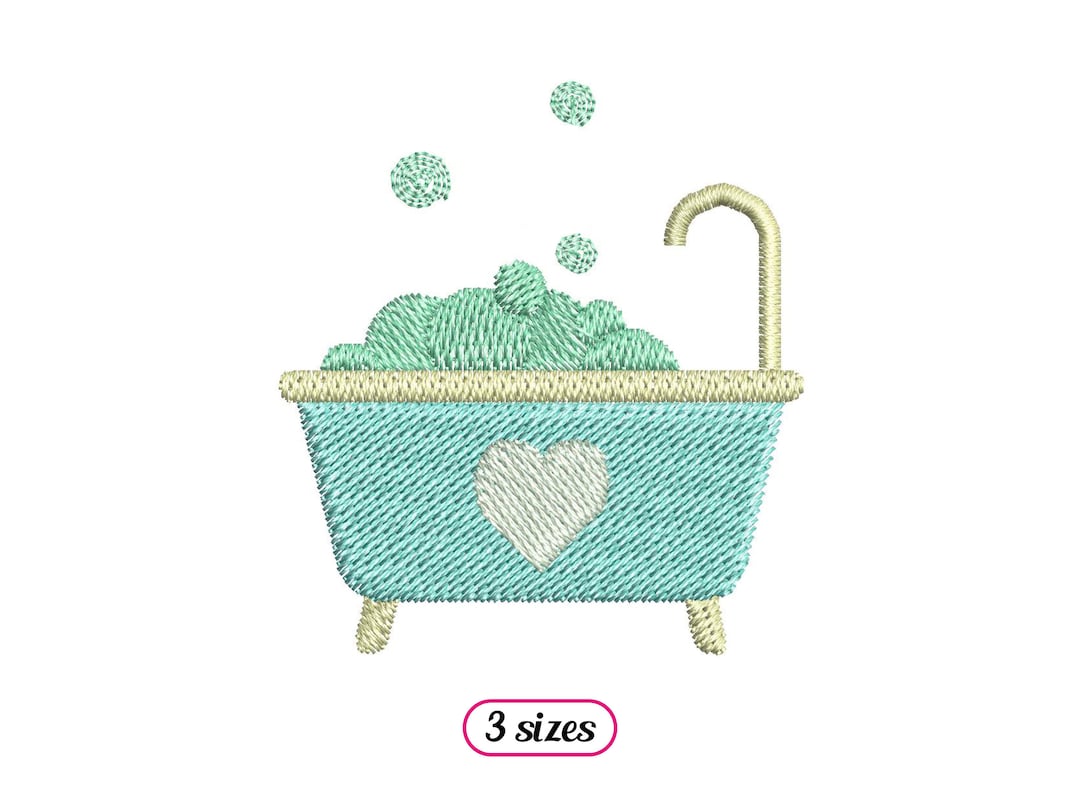 Mini Bath Machine Embroidery Design – Bathtub Bathroom Embroidery ...