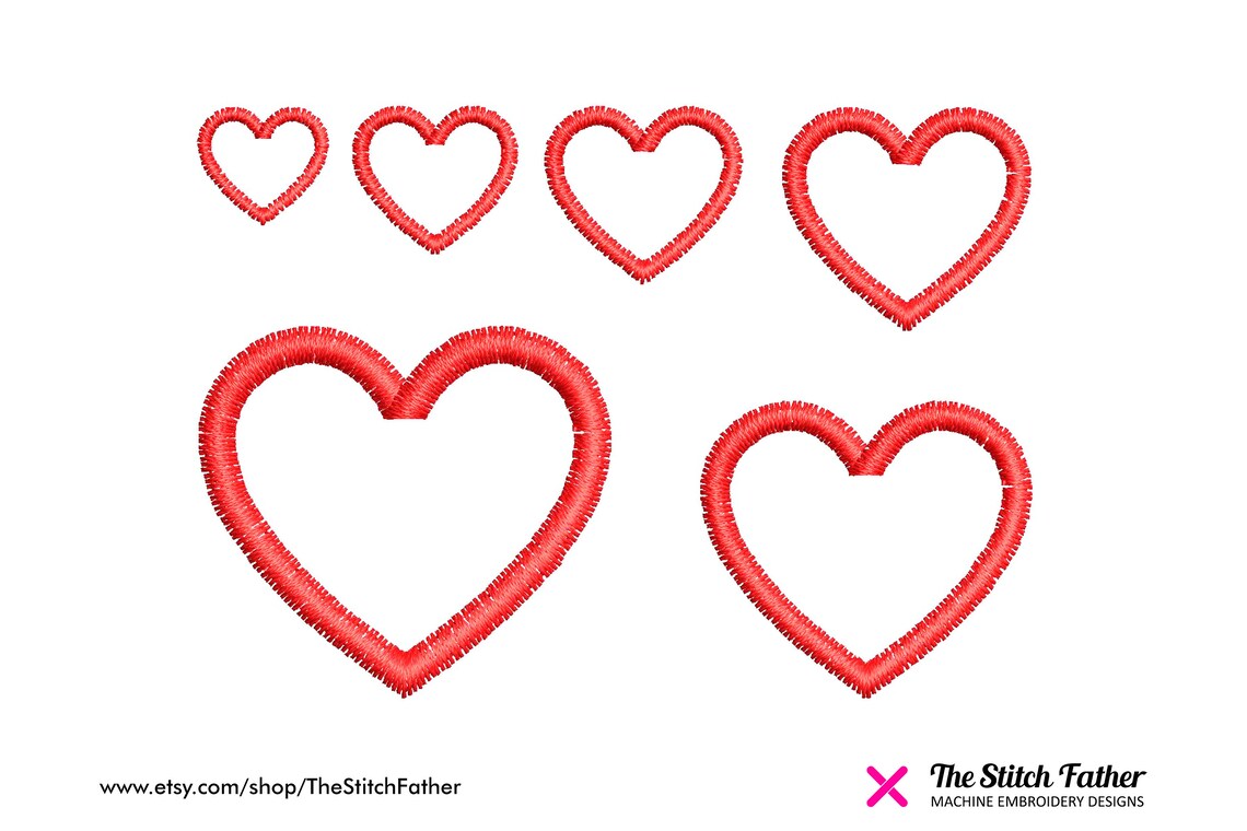 Mini Heart Outline Satin Stitch Machine Embroidery Design - Etsy